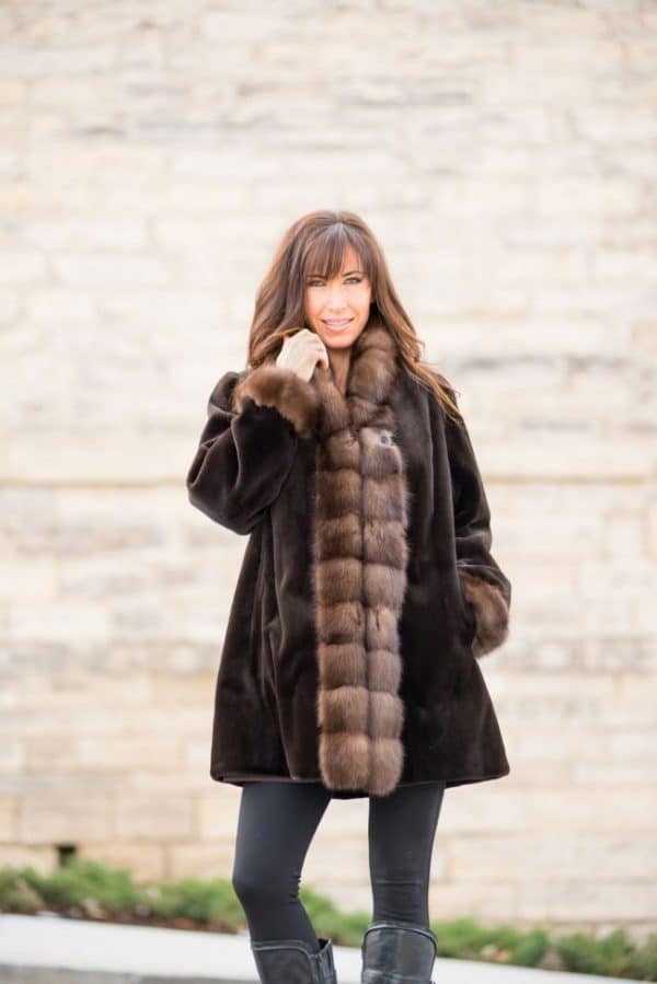 Sheared Mink Reversible To Rainwear With Sable Tuxedo And Cuffs 32 ...