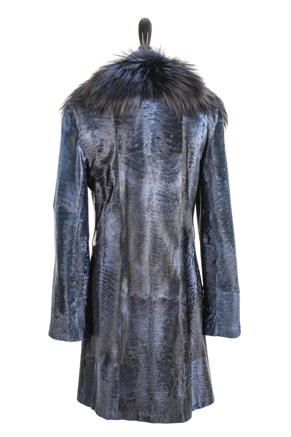 34” Russian Broadtail Jacket W/ Dyed Matching Silver Fox - Sitka Fur ...