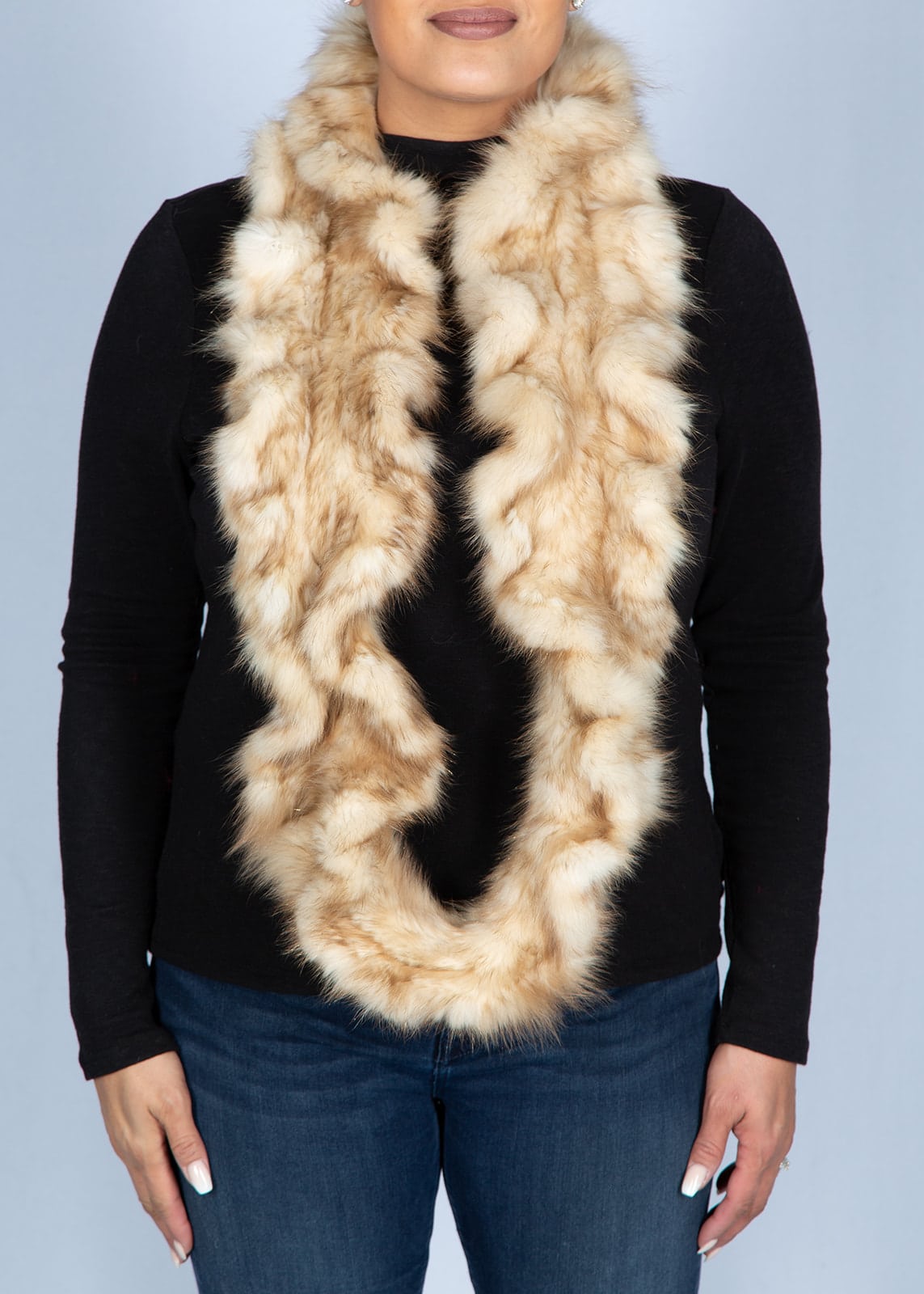 Russian Sable Knit Infinity Scarf w/ Ruffle Edge - Sitka Fur Gallery