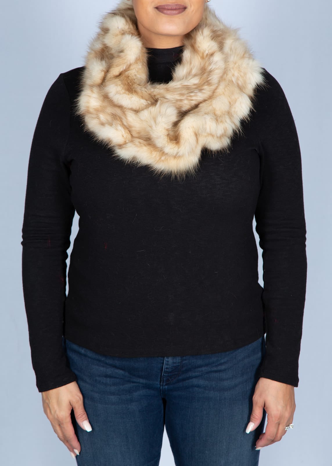 Russian Sable Knit Infinity Scarf w/ Ruffle Edge - Sitka Fur Gallery