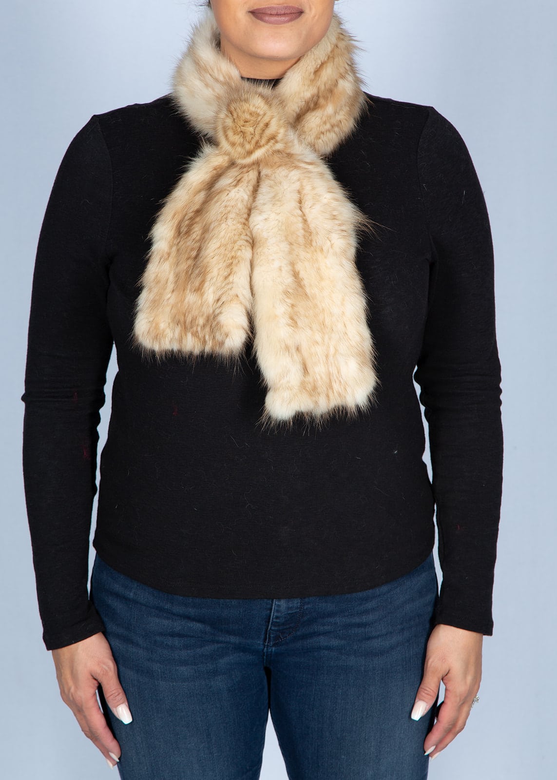 Natural Russian Sable Knit Crossover Scarf - Sitka Fur Gallery