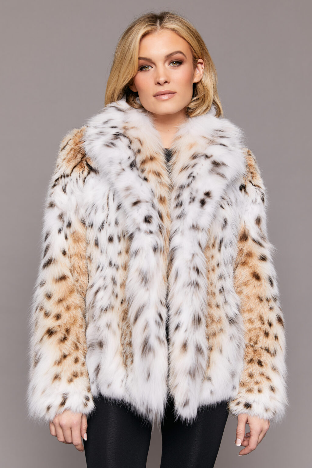 The Maria - American Lynx Fur Jacket with Shawl Collar - Sitka Fur Gallery