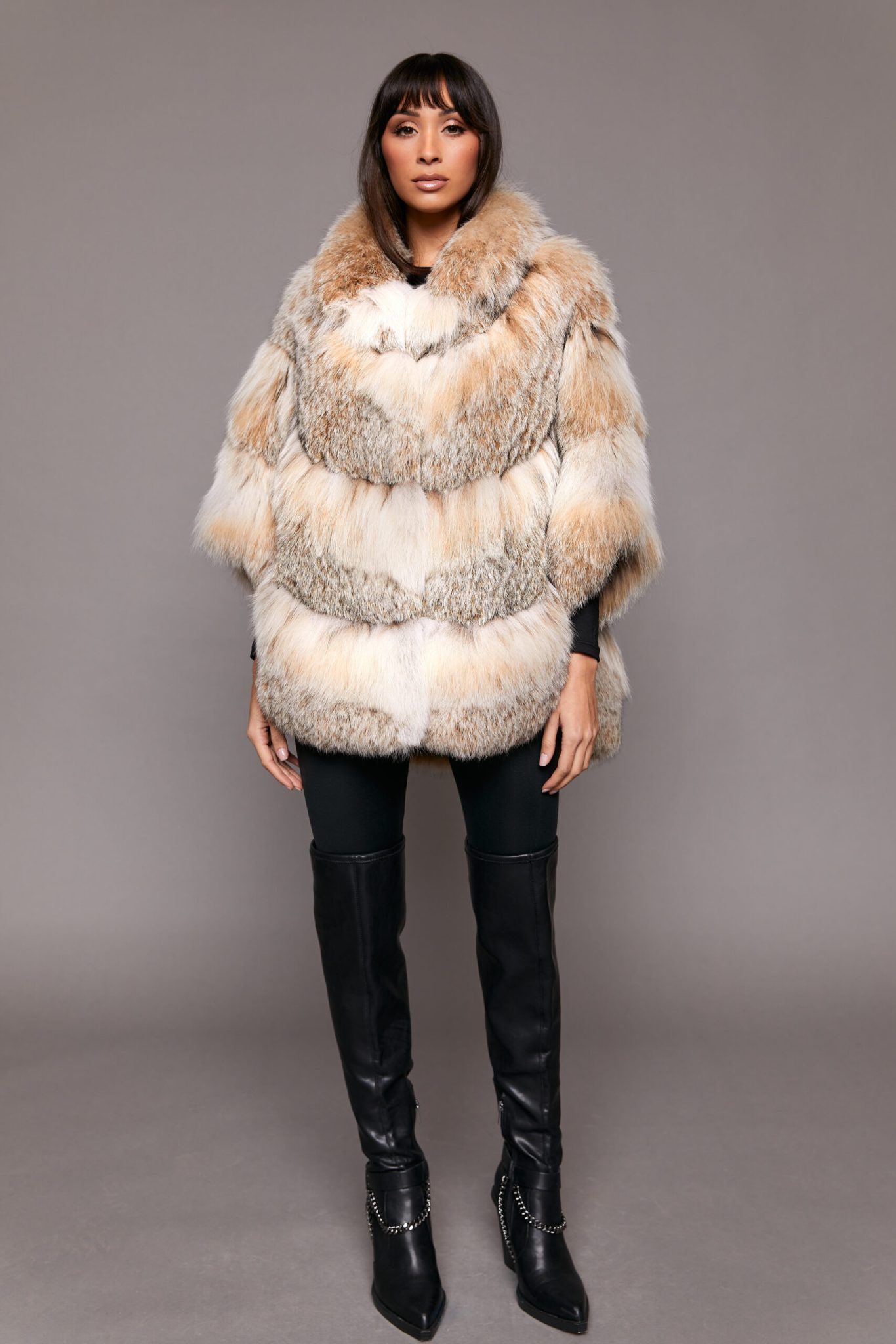 The Jodi Genuine Natural Hand-Matched Canadian Lynx Fur Cape - Sitka ...