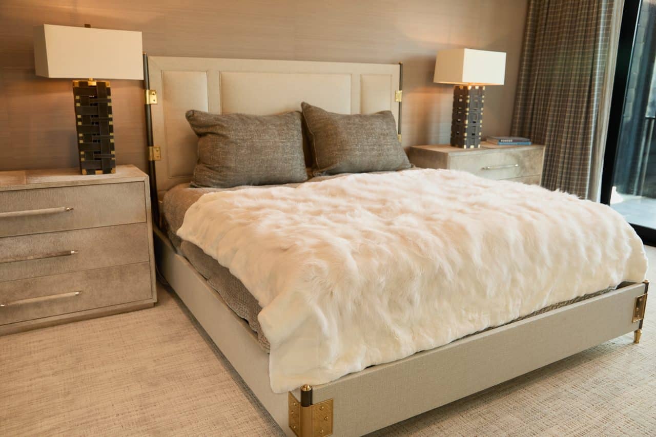 Sculpted Shadow Fox Fur Blanket with White Chinchilla Rex Trim - Sitka ...