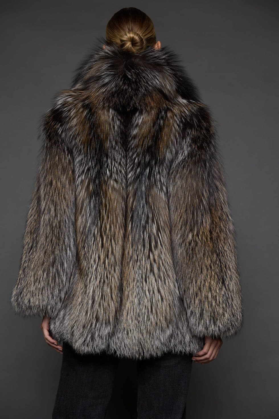 The Martha in Fox Classic Fox Fur Coat with Shawl Collar - Sitka Fur ...