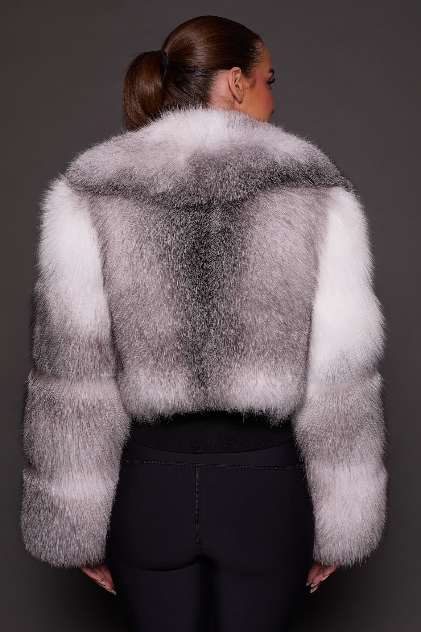 The Charlotte - Arctic Fox Fur Jacket with Waist-Tapered Crop - Sitka ...