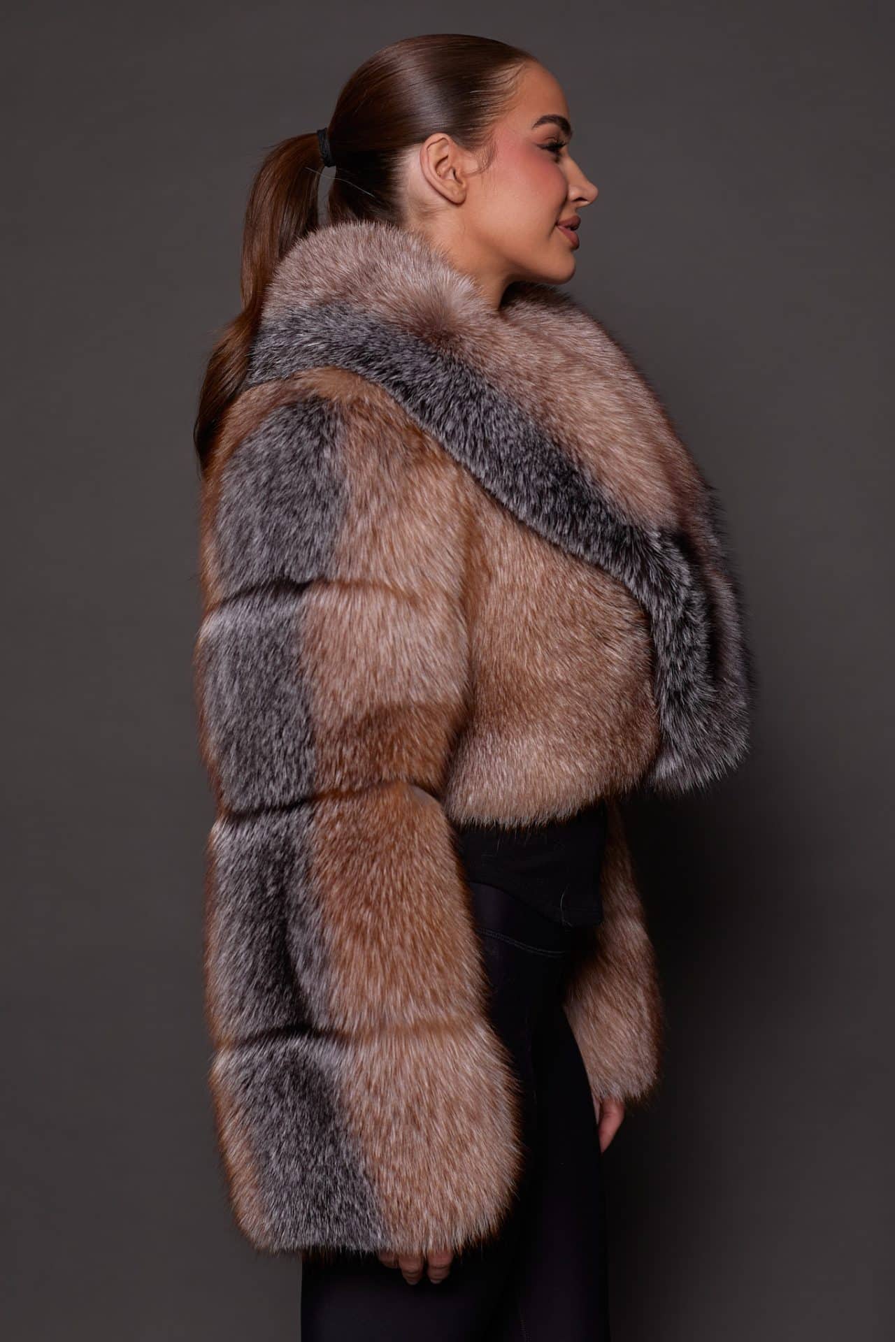 The Charlotte - Arctic Fox Fur Jacket with Waist-Tapered Crop - Sitka ...